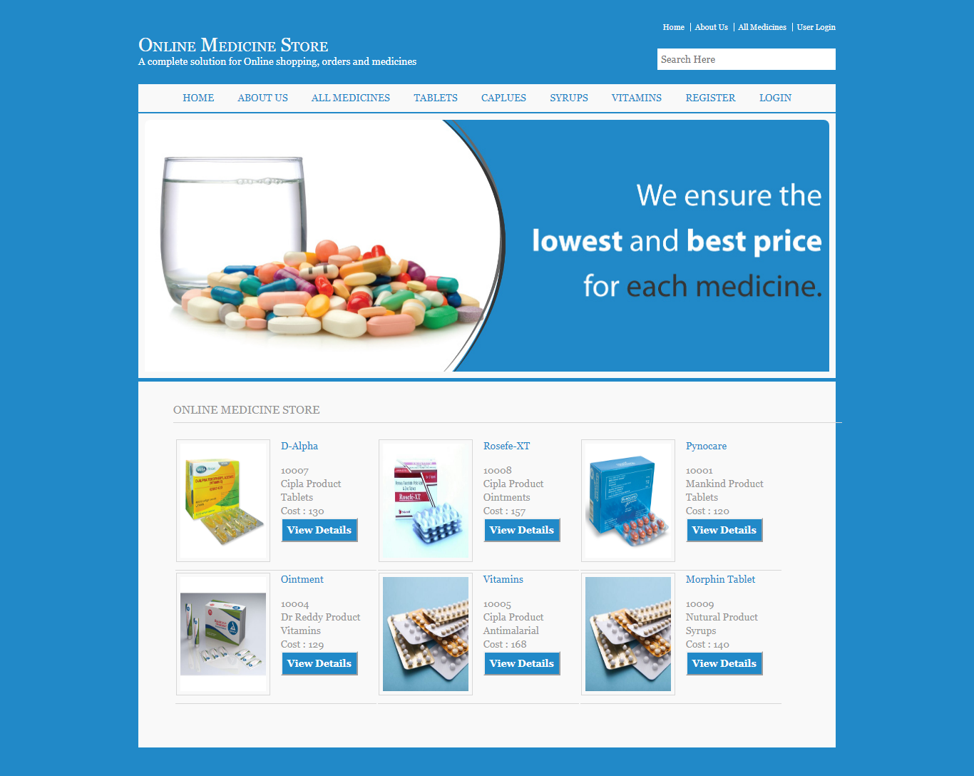 Online Medicine Store - ASP Core C# MVC MySQL Projects Free Source Code Documentation | FreeProjectz